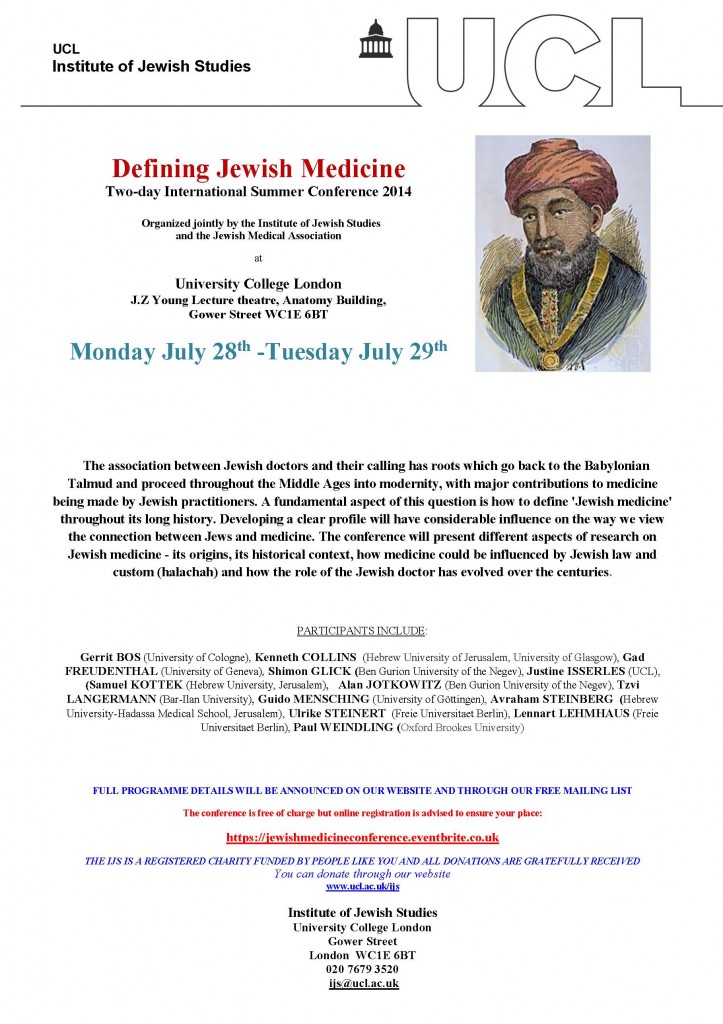 Babylonian Medicine » Blog Archiv » ‘Defining Jewish Medicine’ at UCL ...